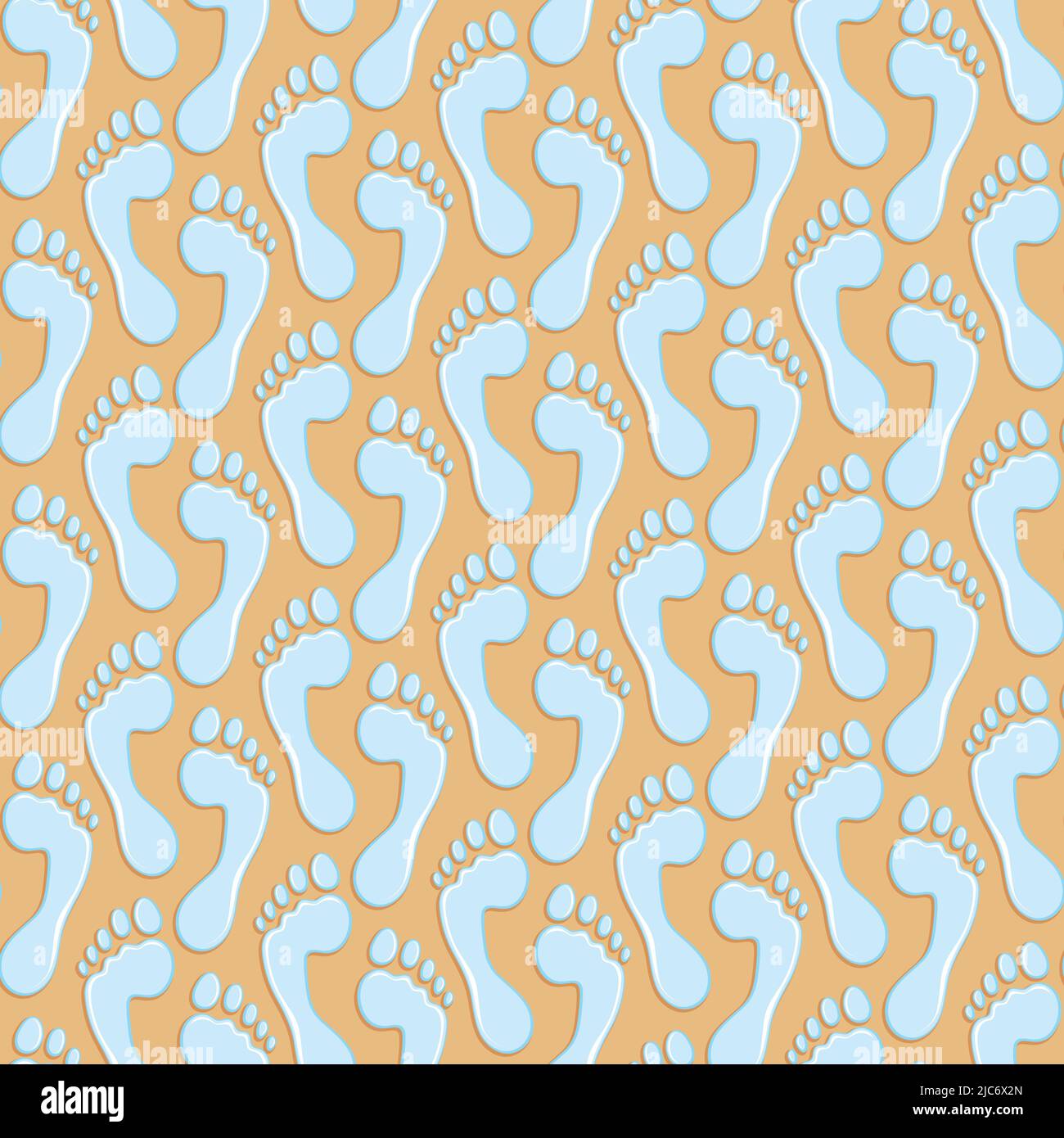 Seamless pattern with footprint, feet, footstep from the water on sand ...