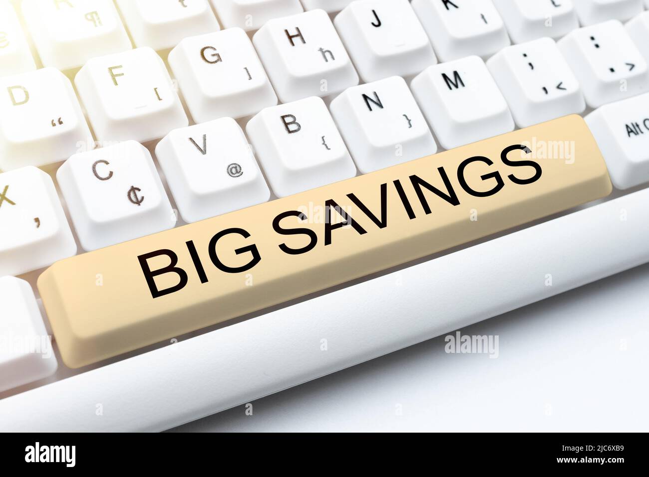 Hand writing sign Big Savings. Word Written on income not spent or ...