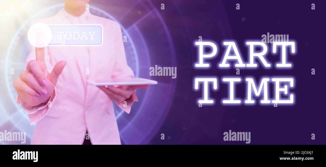 Text showing inspiration Part Time. Word Written on A work or job that ...