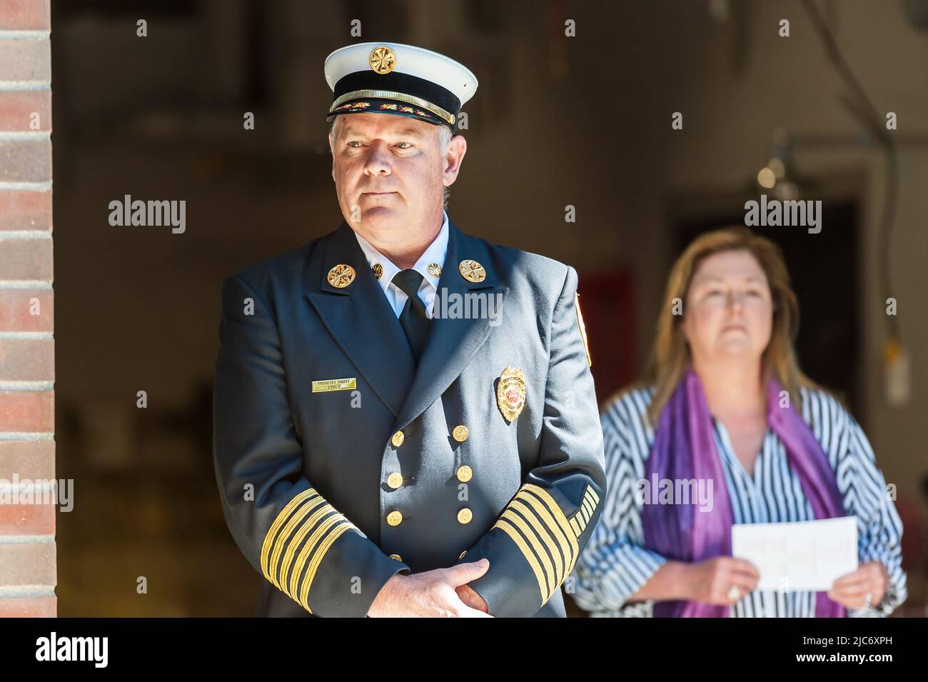 Fire Chief, Robert Hart, at ribbon cutting ceremony for new North Acton ...