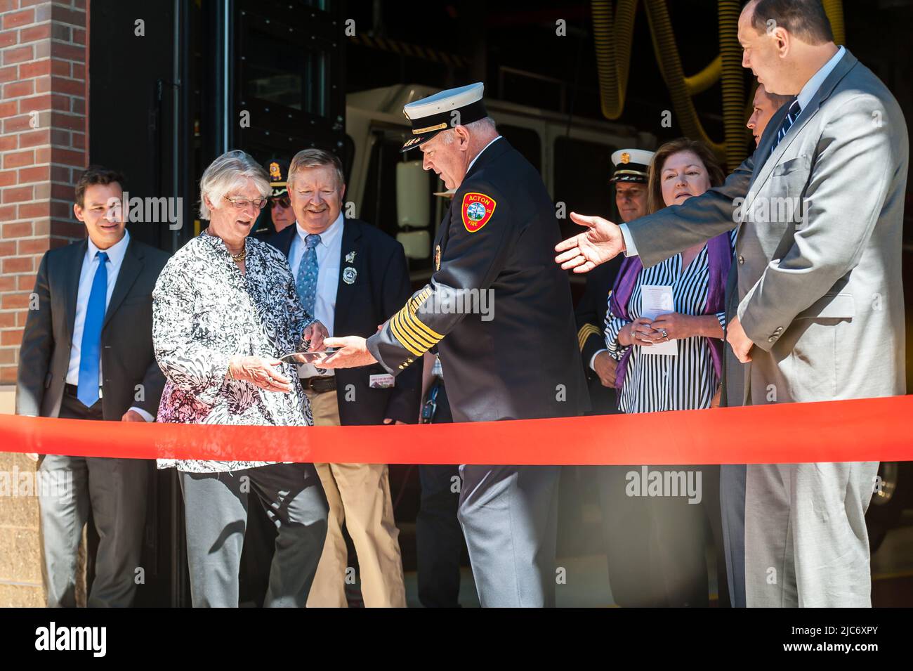 Ribbon cutting ceremony for new North Acton Fire Station Stock Photo ...