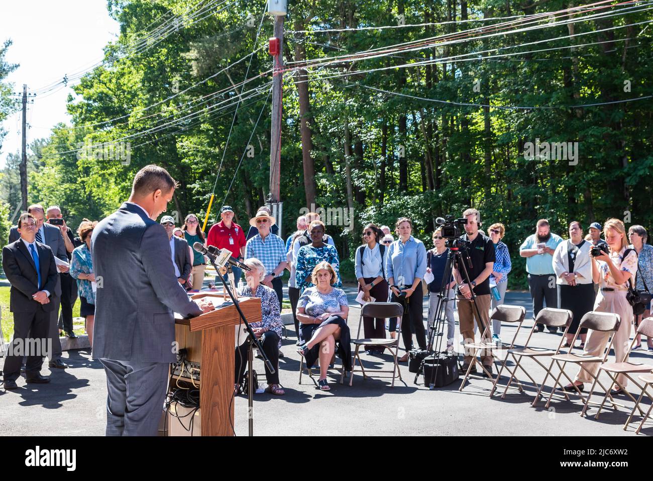 Ribbon cutting ceremony for new North Acton Fire Station Stock Photo ...