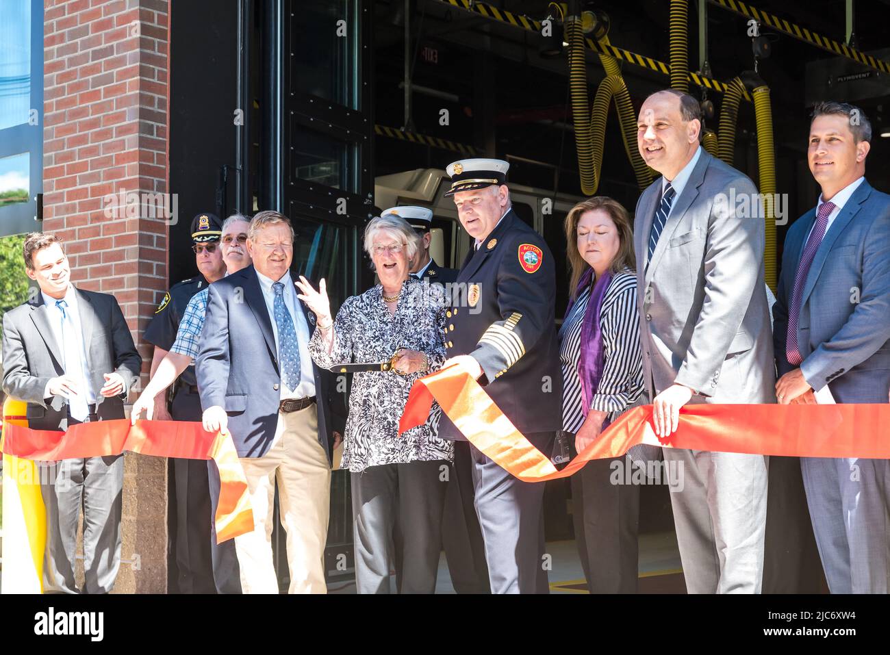 Ribbon cutting ceremony for new North Acton Fire Station Stock Photo ...