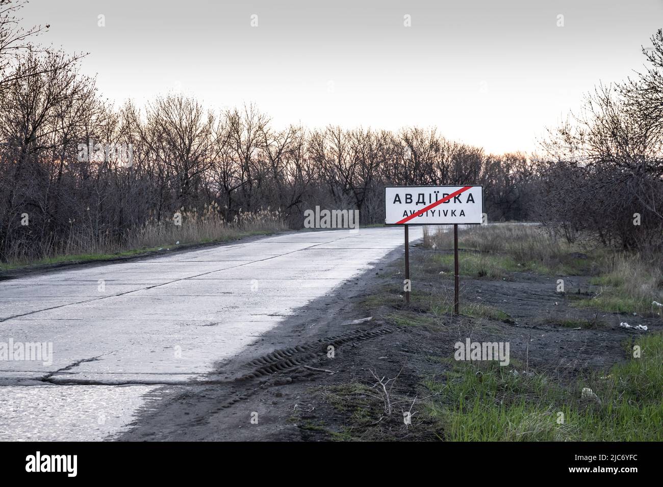 Road sign end of the village Avdijivka, pictured 24.04.2021 (CTK Photo ...