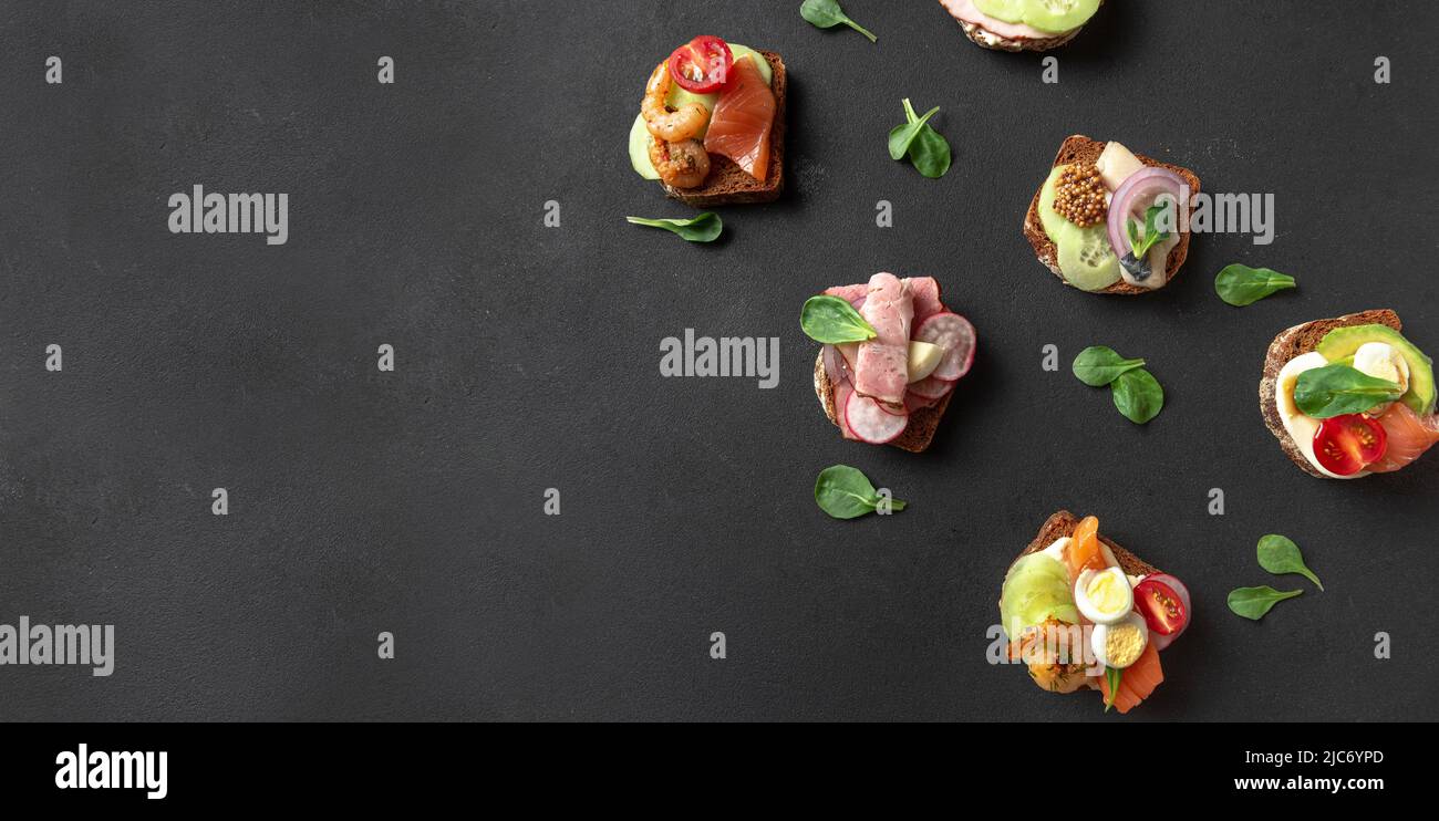 Danish snacks - Smorrebrod. Smorrebrod, traditional Danish open ...