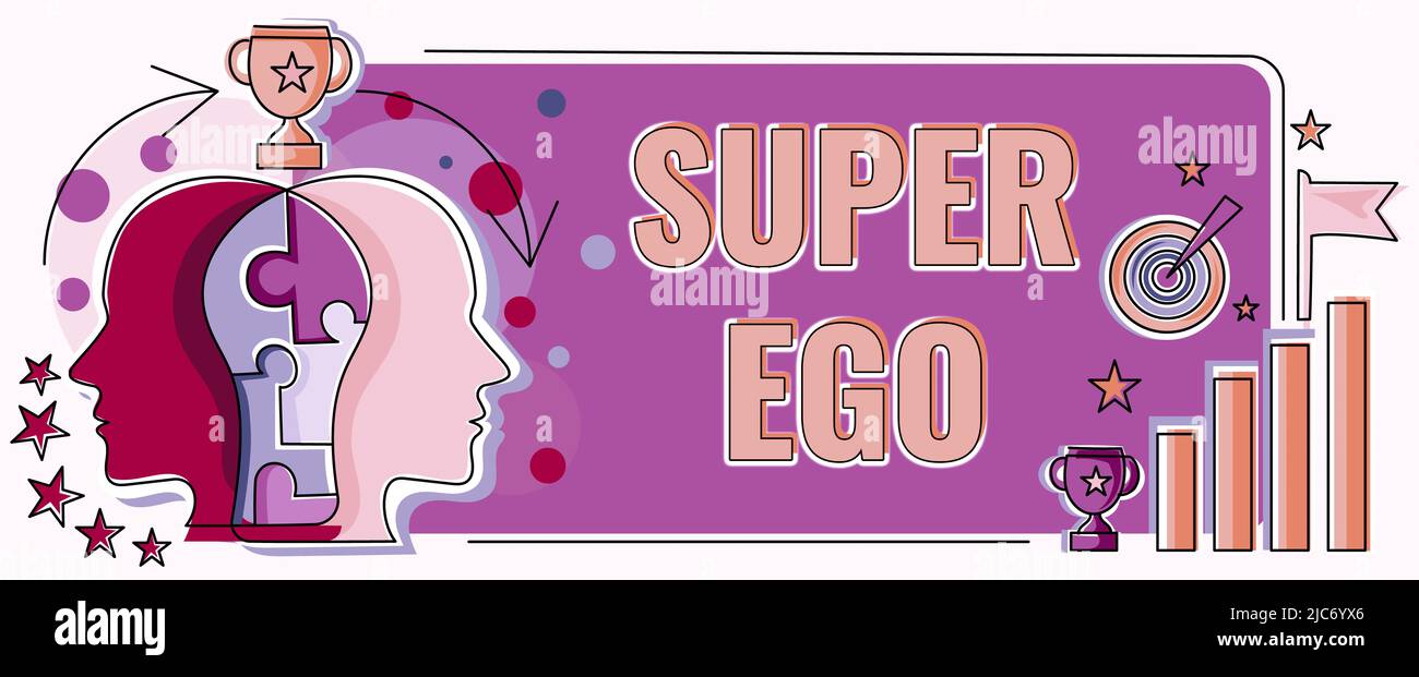 Text caption presenting Super Ego. Internet Concept The I or self of ...