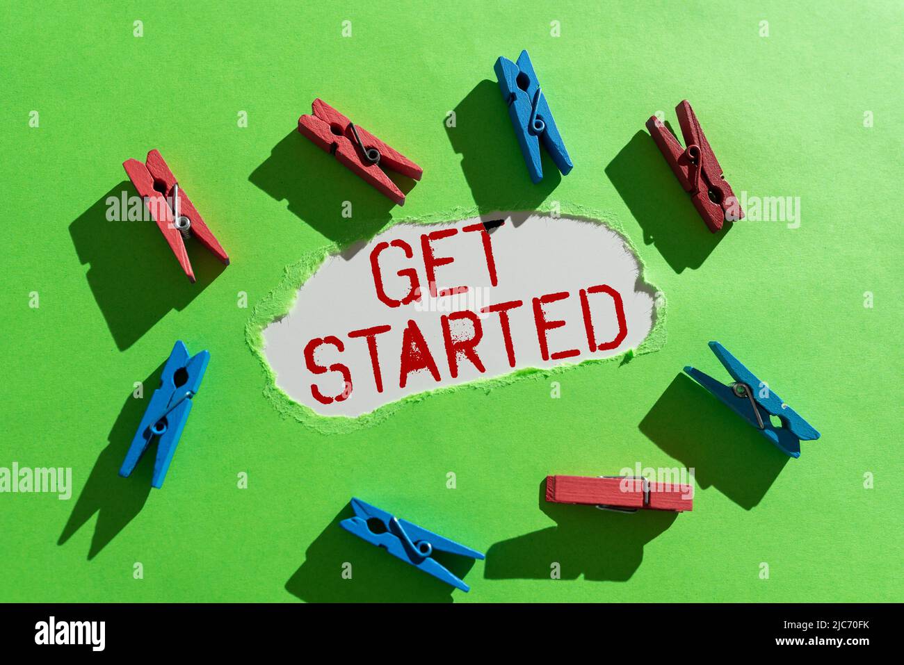 Text caption presenting Get Started. Business showcase asking someone ...
