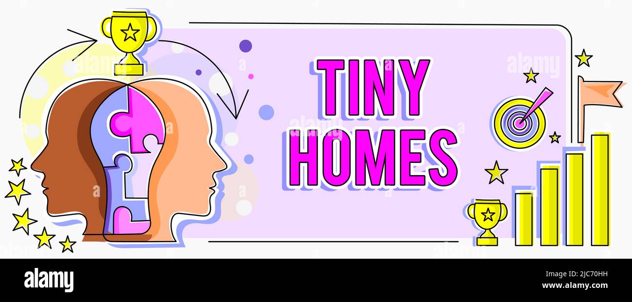 Text sign showing Tiny Homes. Business idea houses contain one room ...