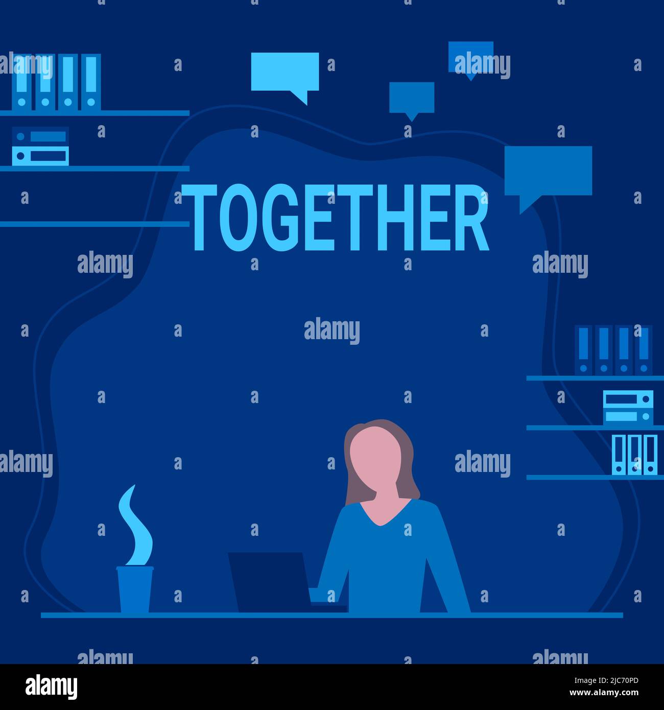 Hand writing sign Together. Business showcase In proximity,union or ...