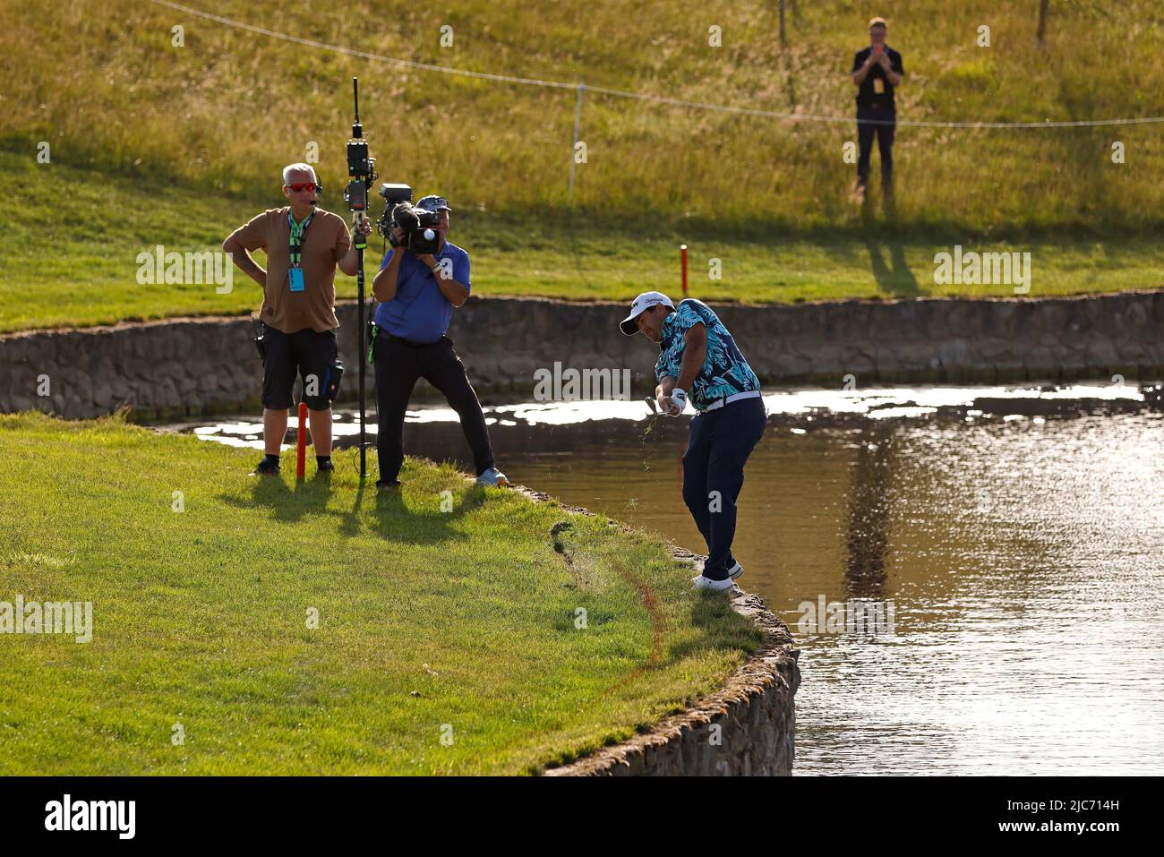 Hennie Du Plessis plays a shot on the 16th hole during day two of the ...