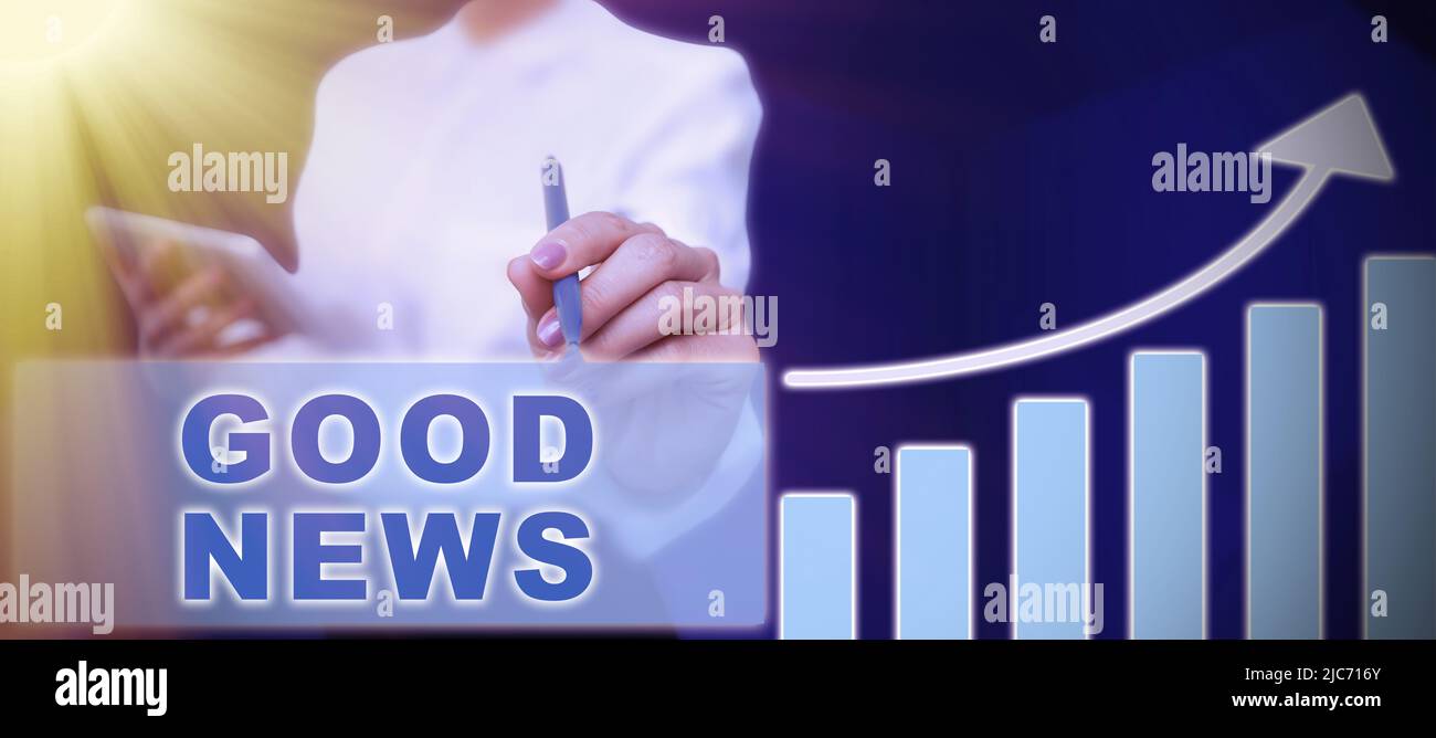 Text sign showing Good News. Concept meaning Someone or something ...