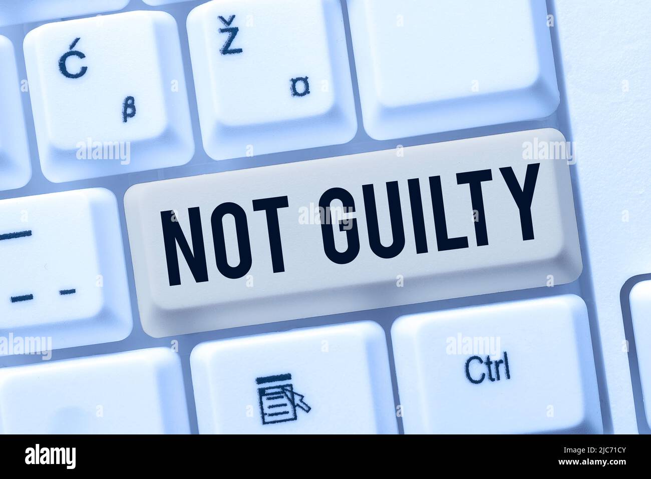 Text showing inspiration Not Guilty. Word Written on someone is ...