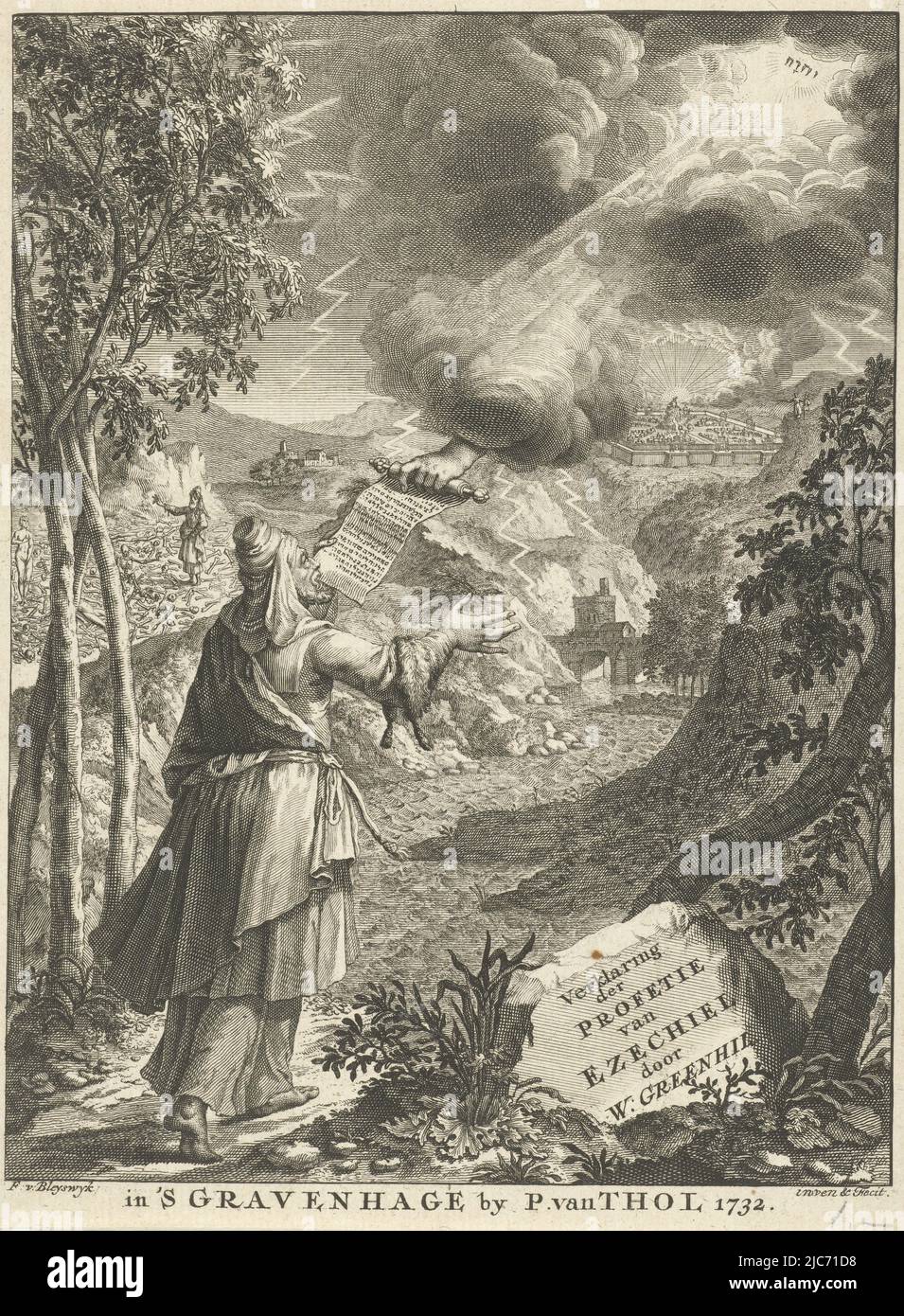 Prophet Ezechiel receives scroll from God Title page for: W. Greenhill ...
