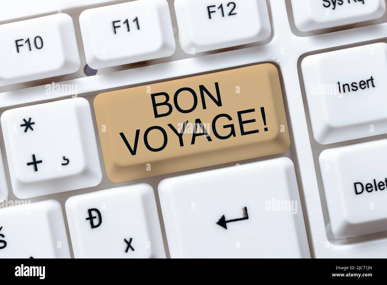 Hand writing sign Bon Voyage. Internet Concept used express good wishes ...