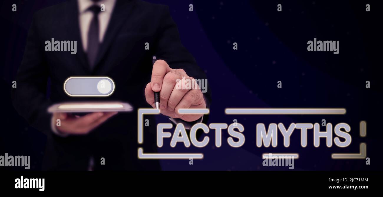 Text caption presenting Facts Myths. Internet Concept work based on ...