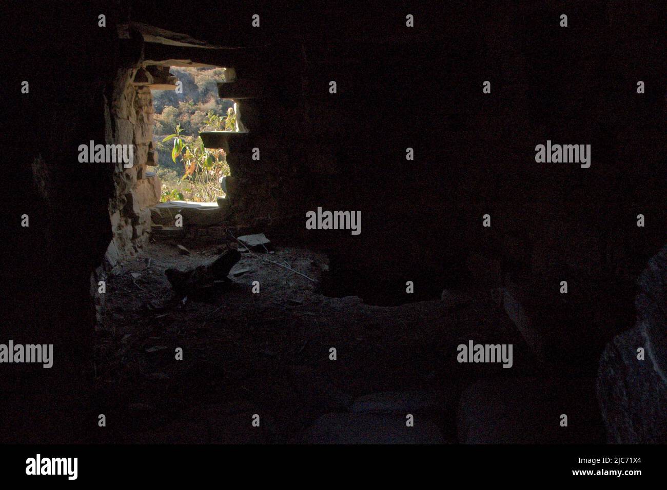 Inside view of the ruins of the stone citadel of Rupac in the Peruvian ...