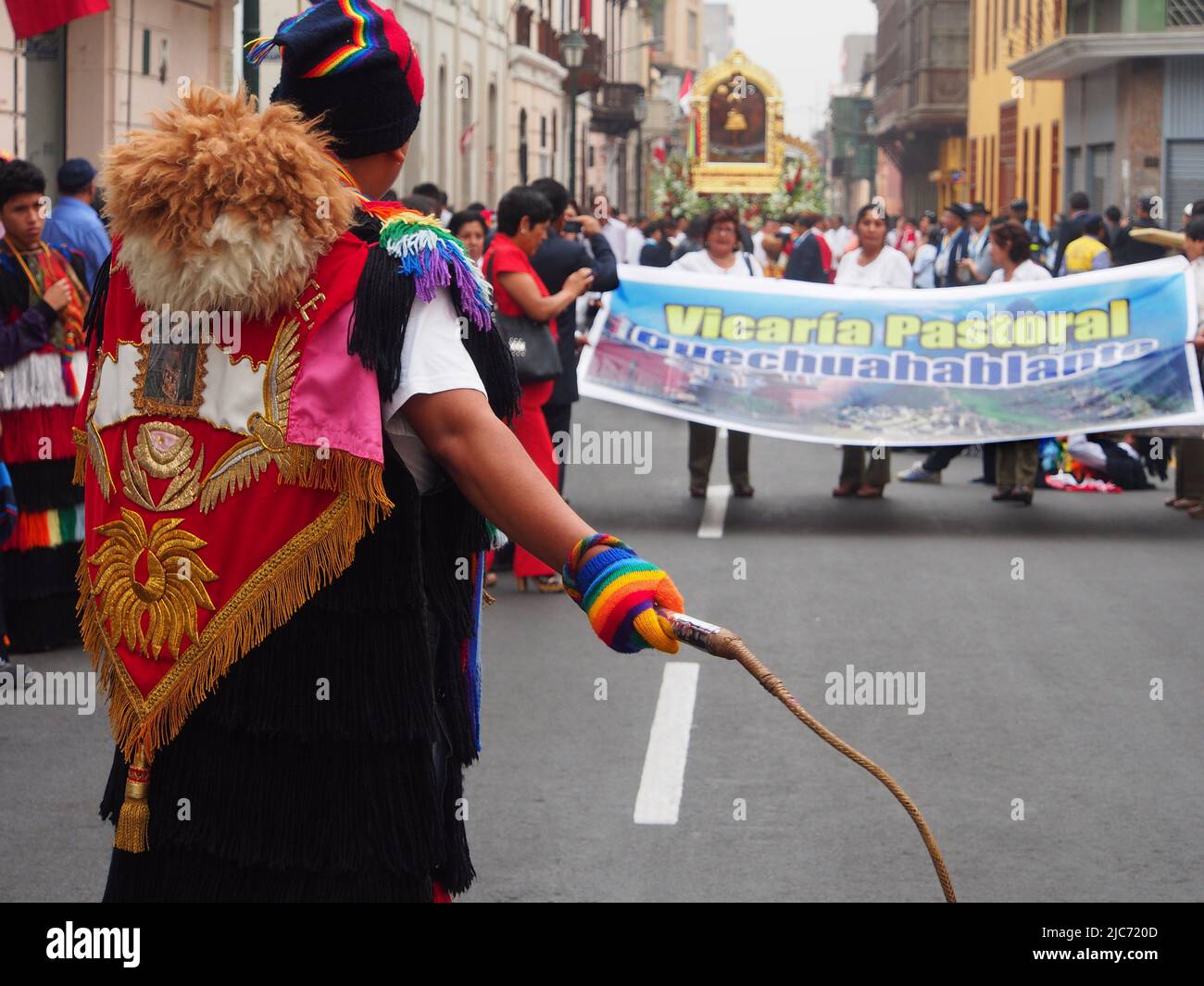 Whip dancer, preceding the procession. Hundreds of people accompanied ...