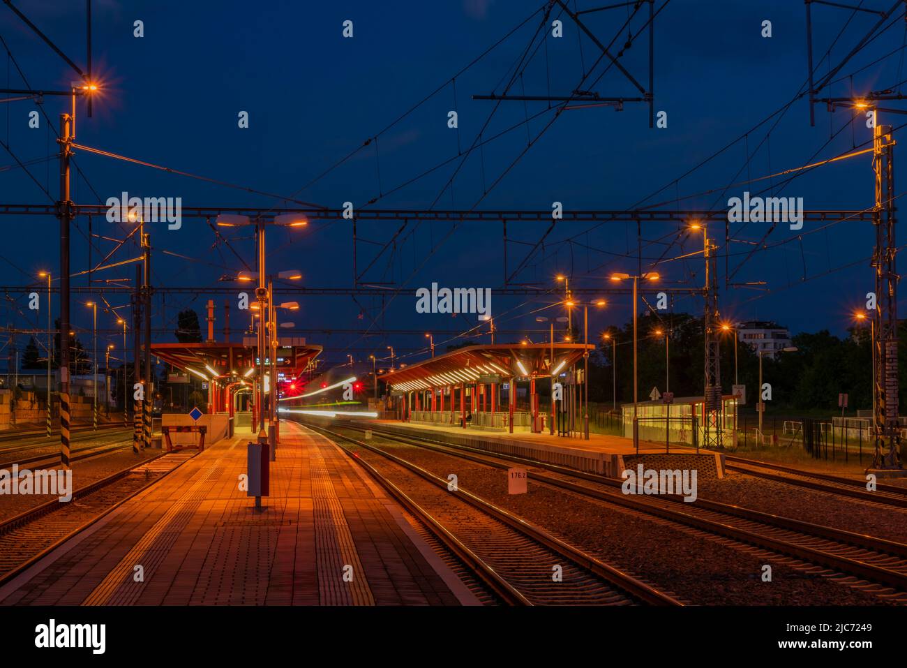 Hostivar station in Prague with sunset color fresh evening Stock Photo ...