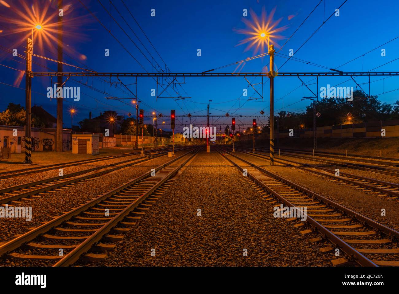 Hostivar station in Prague with sunset color fresh evening Stock Photo ...