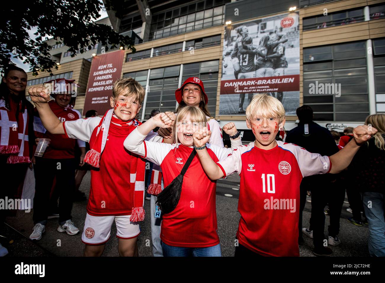 Copenhagen, Denmark. 10th June, 2022. Football fans of Denmark dressed ...