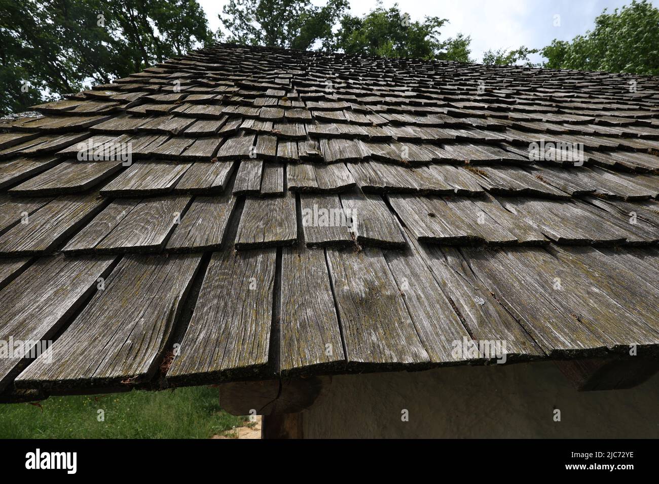 Traditional wooden roof tile of old house Stock Photo - Alamy