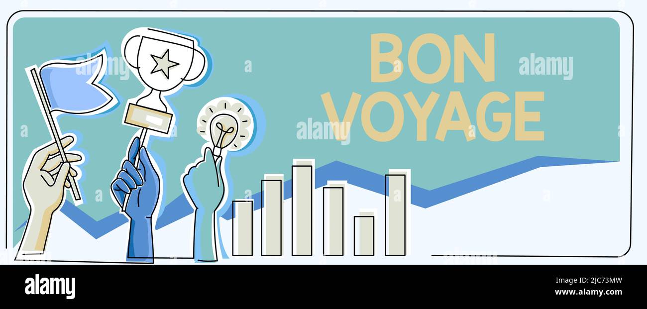 Sign displaying Bon Voyage. Business approach used express good wishes ...