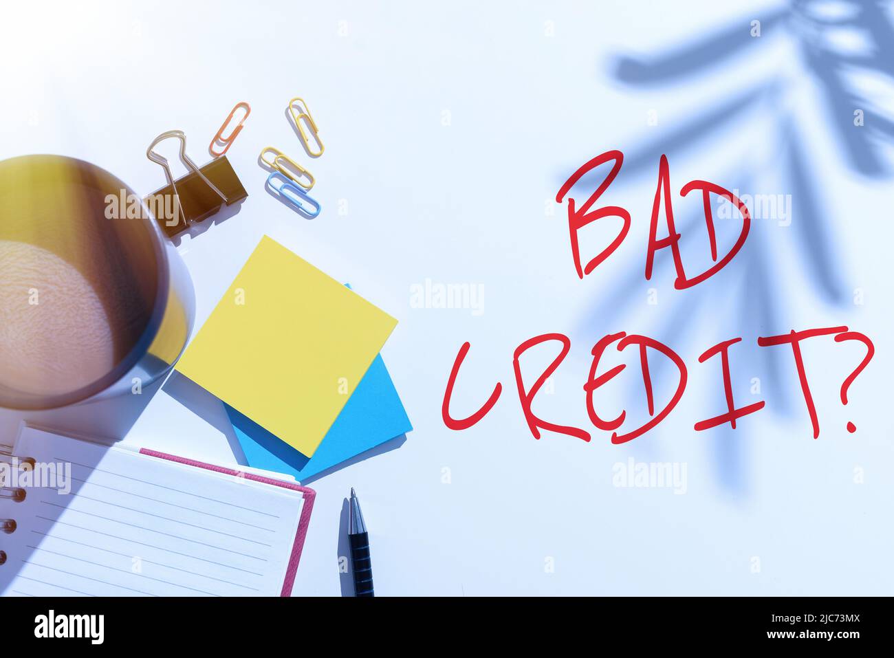 Text caption presenting Bad Credit Question. Word for history when it ...