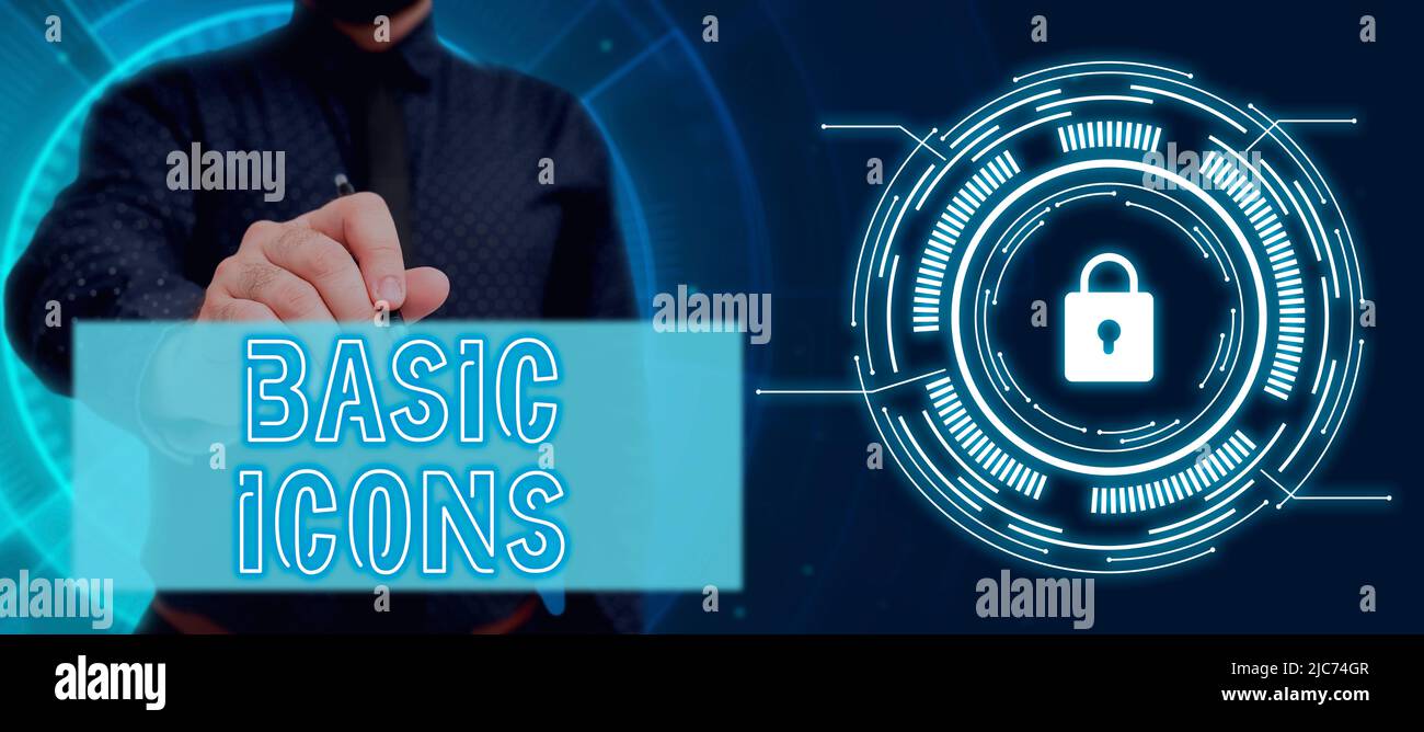 Sign displaying Basic Icons. Word Written on pictogram or ideogram ...