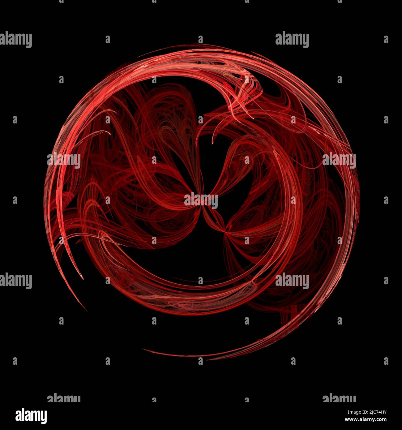 rounded smooth abstract red element on black background, design ...