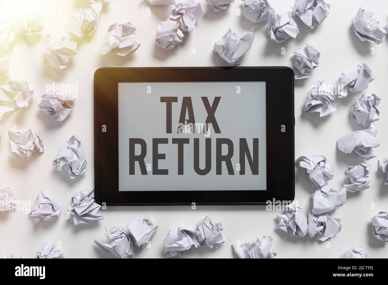 Writing displaying text Tax Return. Word for which taxpayer makes ...