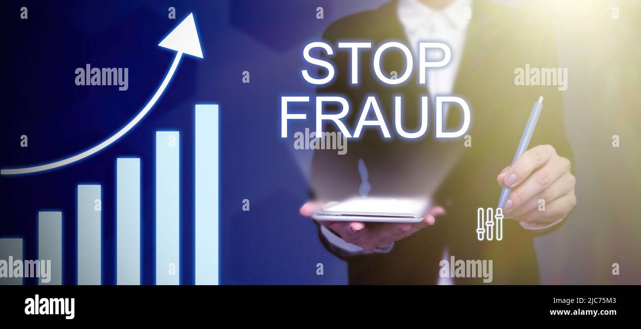 Text caption presenting Stop Fraud. Business concept campaign advices ...