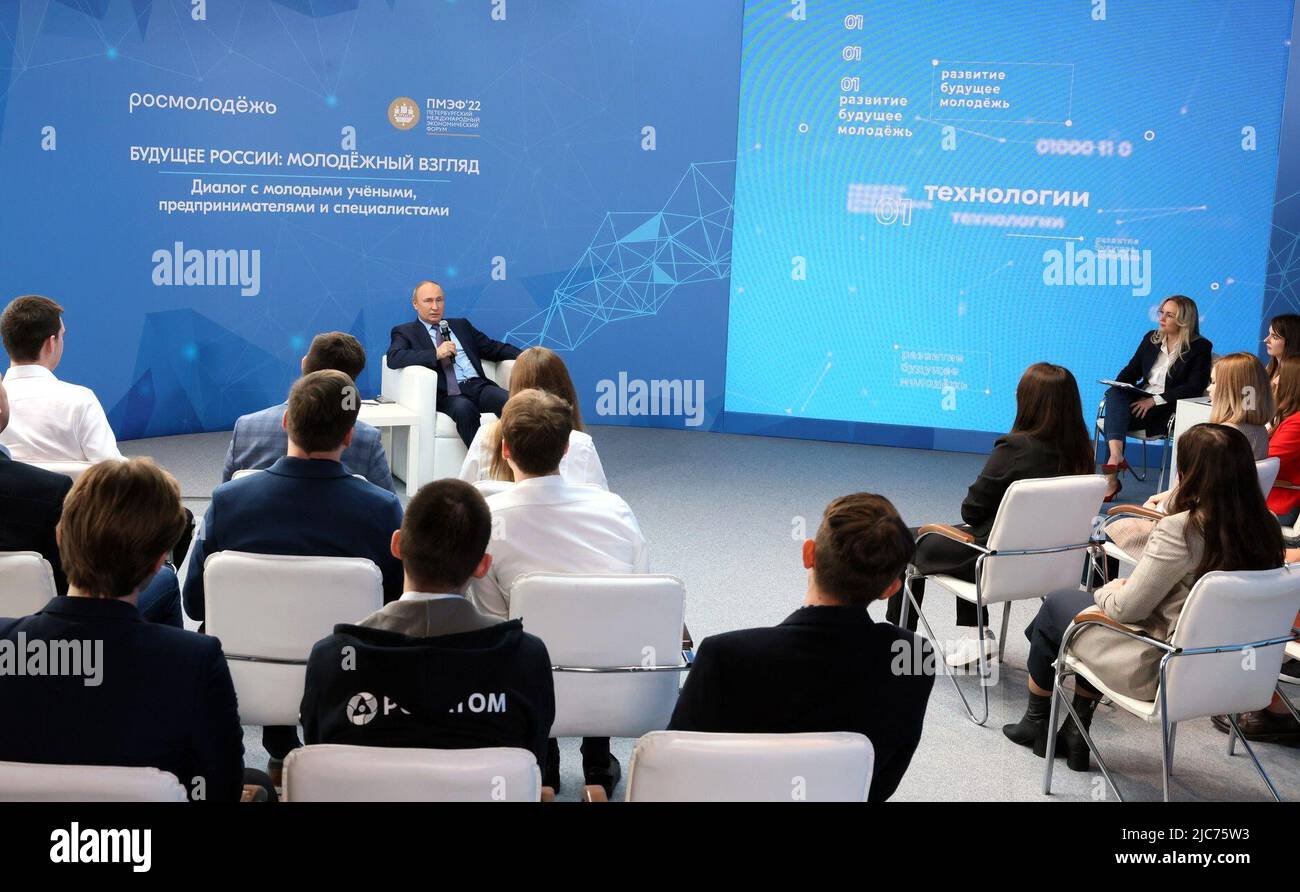 June 9, 2022. - Russia, Moscow. - Russian President Vladimir Putin meets with young ...