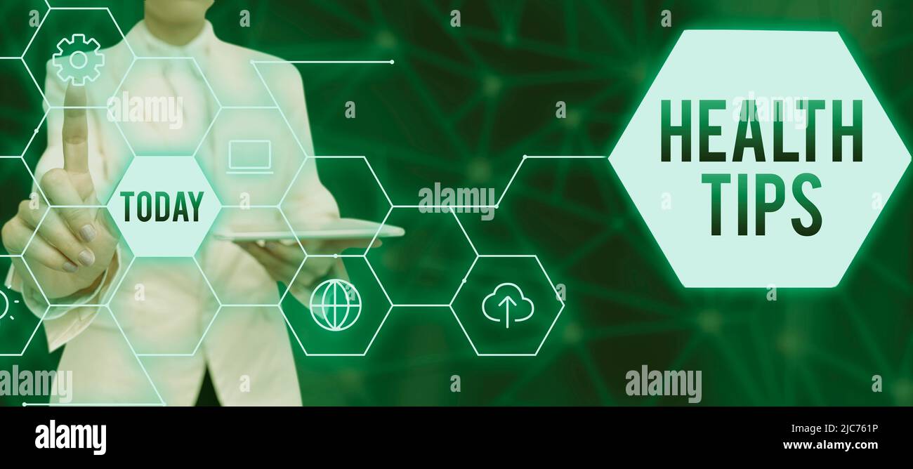 Hand writing sign Health Tips. Business overview state of complete ...