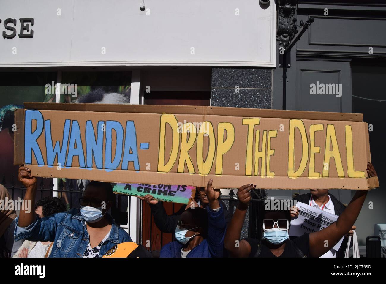 London, UK. 8th June 2022. Demonstrators gathered outside the High ...