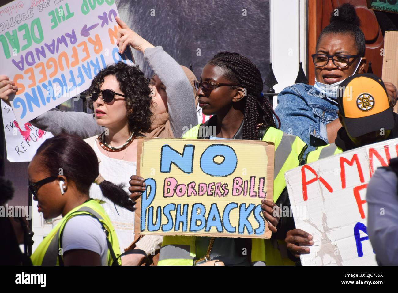 London, UK. 8th June 2022. Demonstrators gathered outside the High ...