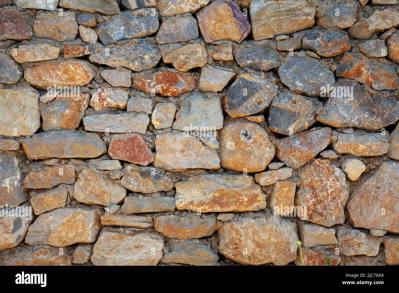 Old rough stone wall background. Village house stone wall. Front view ...