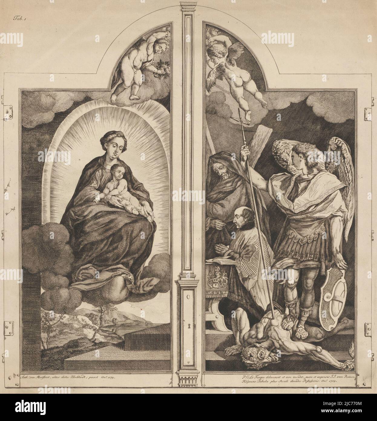 Triptych after Anth. Blocklant: resurrection of Mary, Mary with the infant Jesus, the donator ...