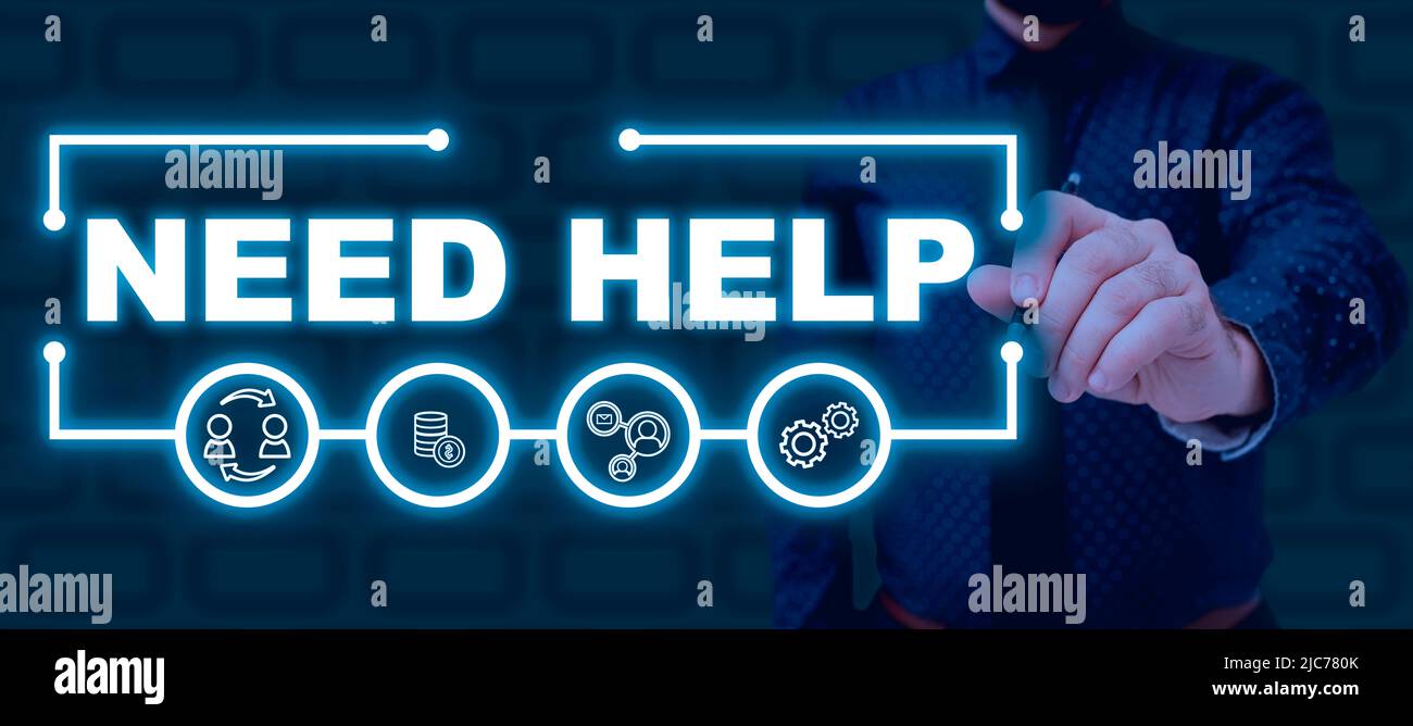 Hand writing sign Need Help. Conceptual photo When someone is under ...