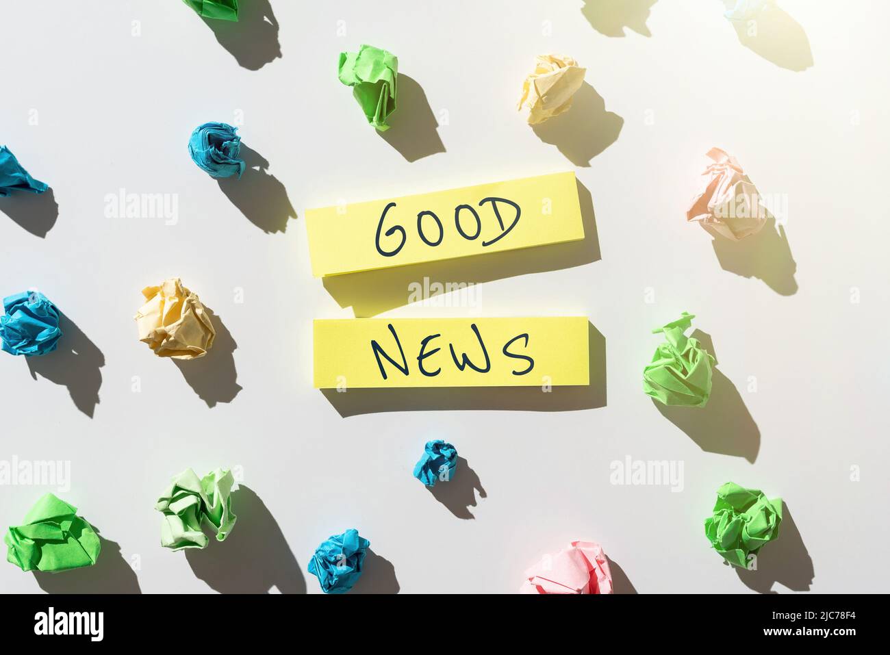 Writing displaying text Good News. Business approach Someone or ...
