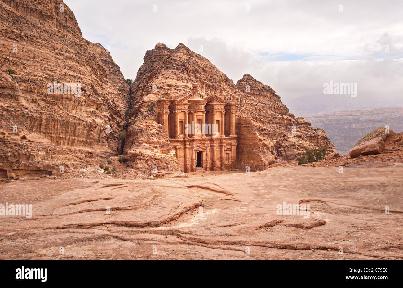 Ad Deir - Monastery - ruins carved in rocky wall at Petra Jordan ...