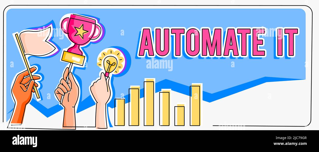 Hand writing sign Automate It. Internet Concept convert process or ...