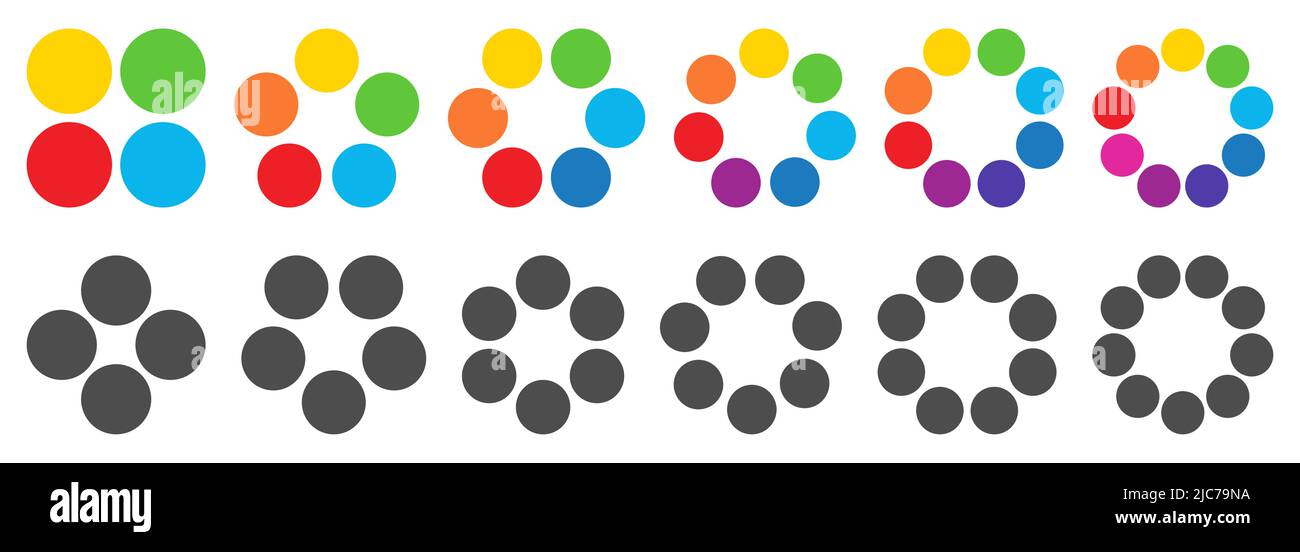 Circles forming larger round shape, version with four to nine objects ...