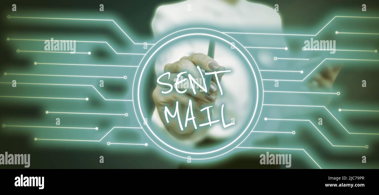Writing displaying text Sent Mail. Business showcase Event where a ...