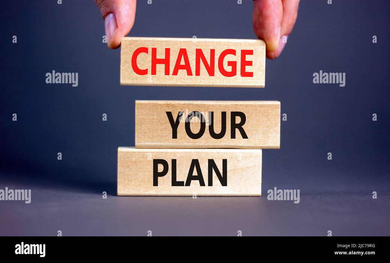 Change your plan symbol. Concept words Change your plan on wooden ...