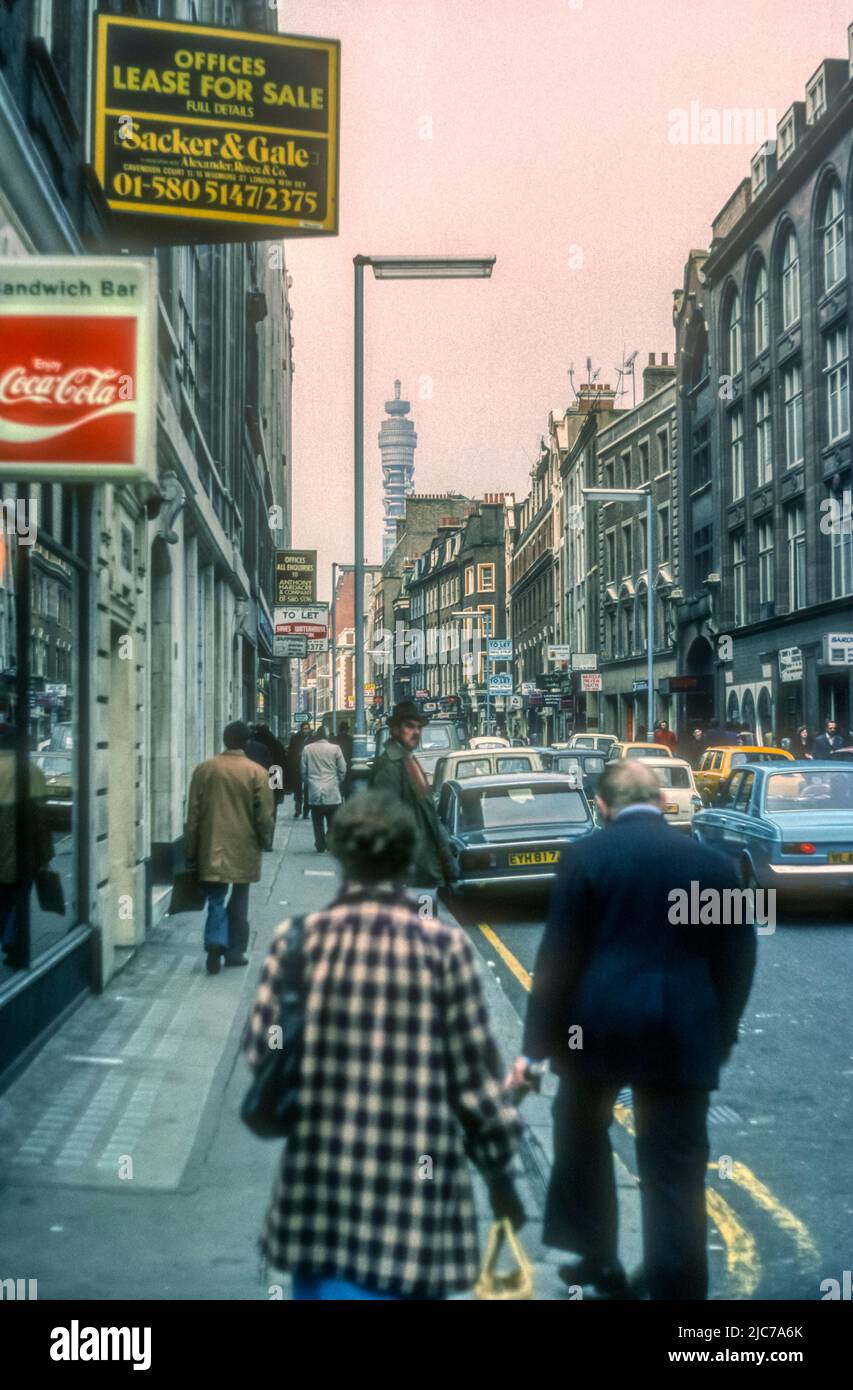 1976 archive image of Wardour Street in Soho, London, with the Post ...