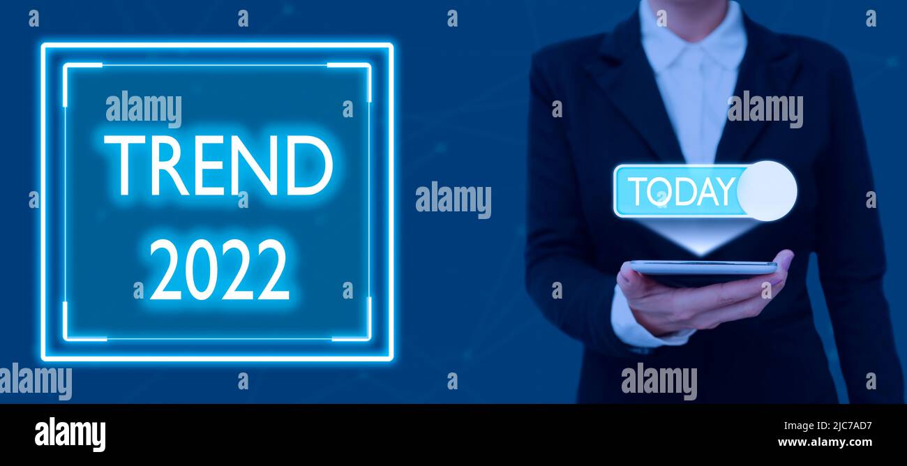 Text showing inspiration Trend 2022. Business showcase things that is ...