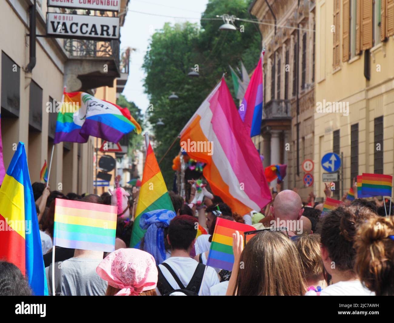 Cremona, Lombardy, Italy - 4th June 2022 Pride parade celebrating ...