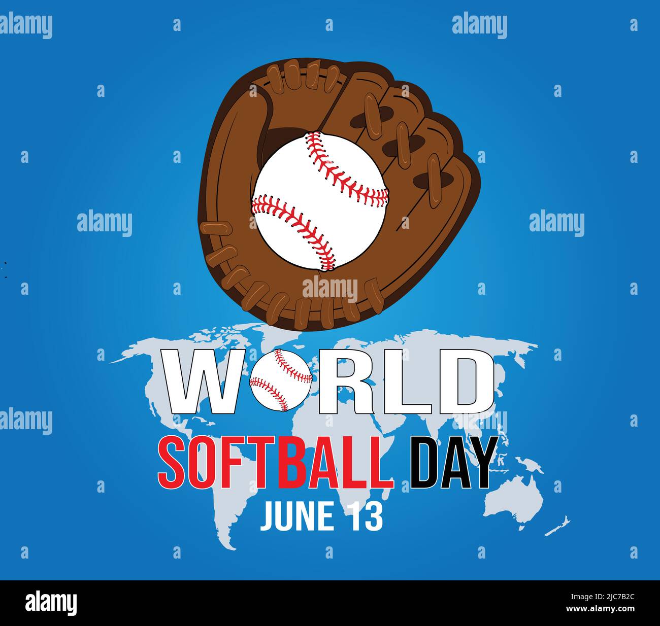 World Softball Day on June 13 brochure flyer banner design horizontal ...
