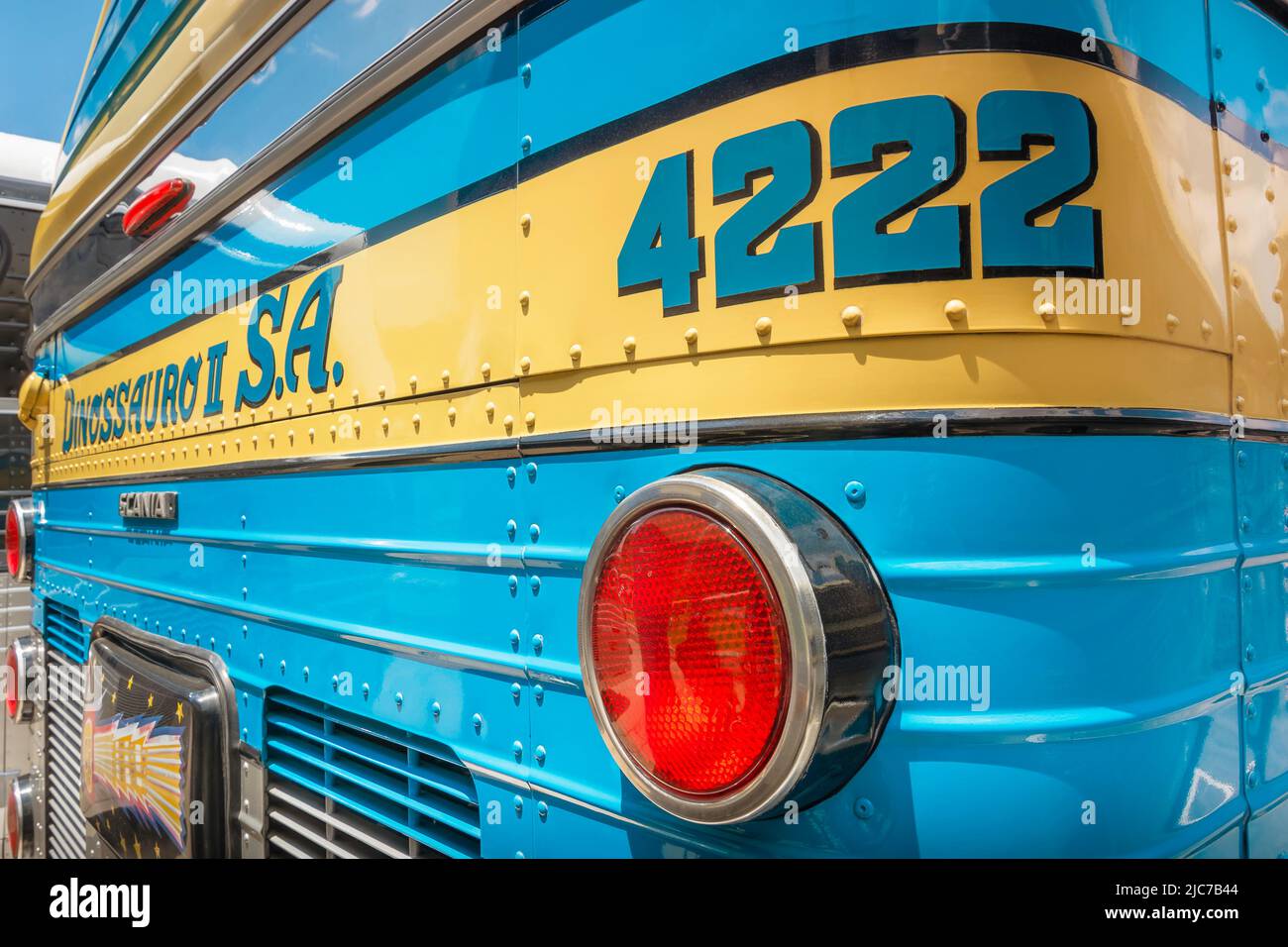Vehicle Ciferal Dinossauro Scania BR116 on display at Bus Brasil Fest ...
