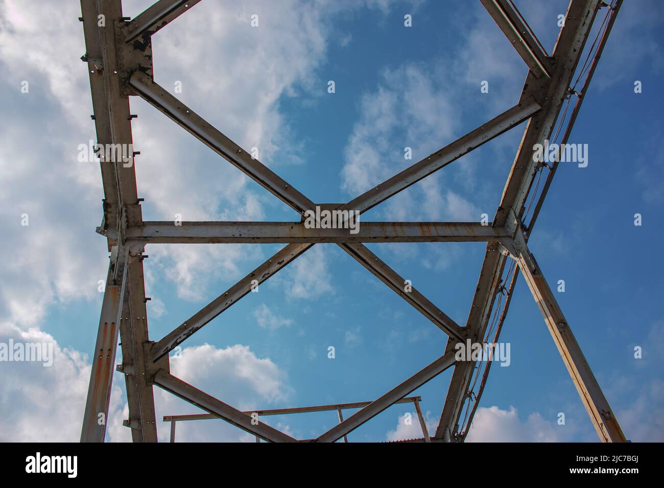 Structural elements of the old pedestrian bridge built in the USSR ...
